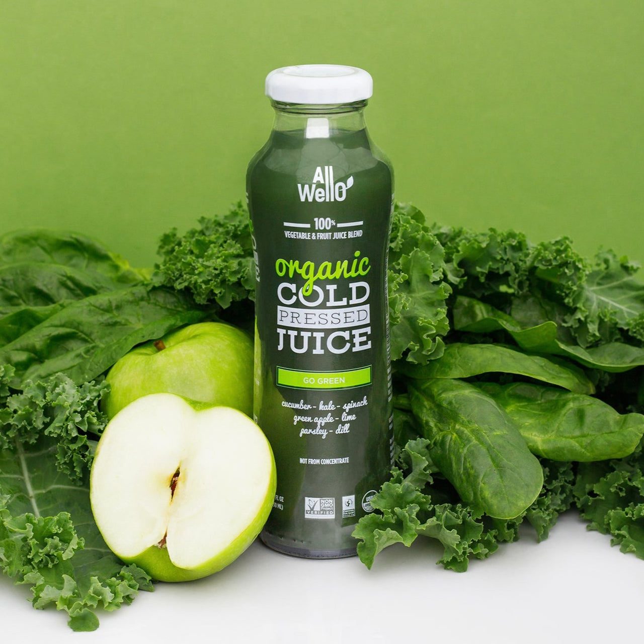 Go Green - Organic Cold-Pressed Green Juice – AllWellO Organic Cold ...